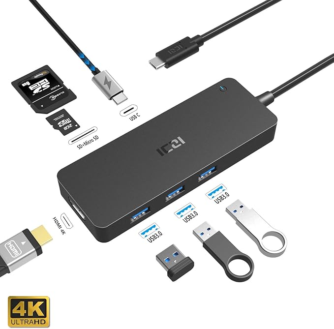Puerto múltiple de HUB USB negro USB C to HDMI HUB: Amazon.es: Electrónica
