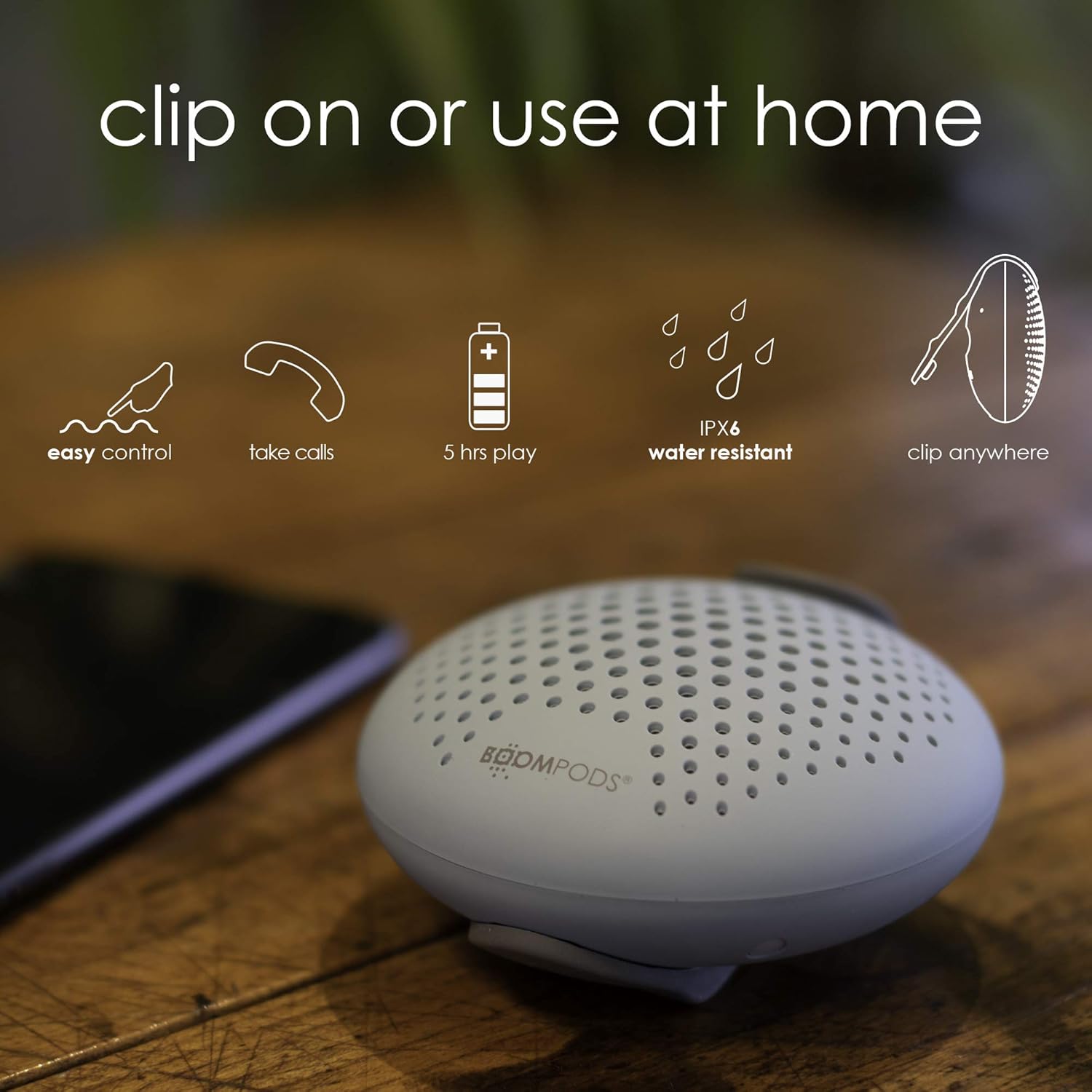 BOOMPODS SOUNDCLIP Portable Wireless Speaker – Best Mini Bluetooth Flip Clip Amazon Alexa Built ...