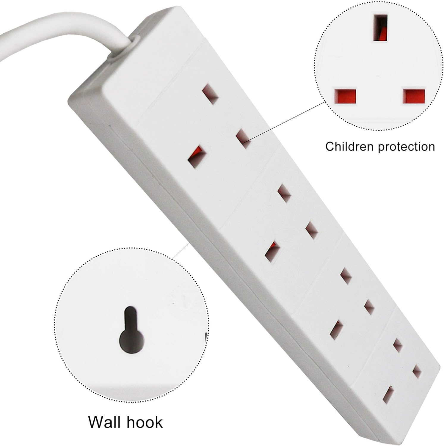 4 Gang 1 2 5 Metre Surge Protected Extension Lead Mains Power Cable ...