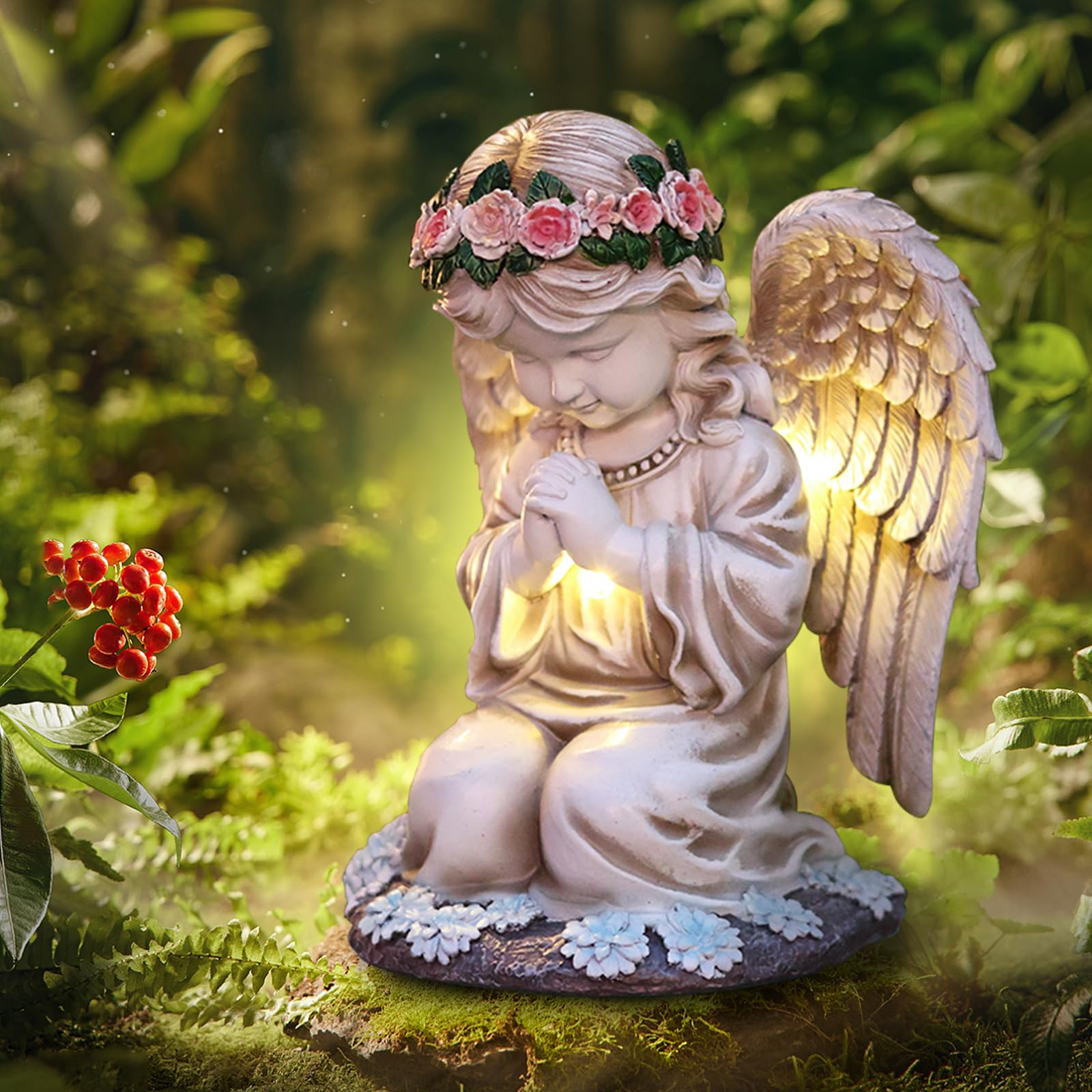 Choies Solar Angel Garden Statue Outdoor Decor,Praying Angel Sculpture ...
