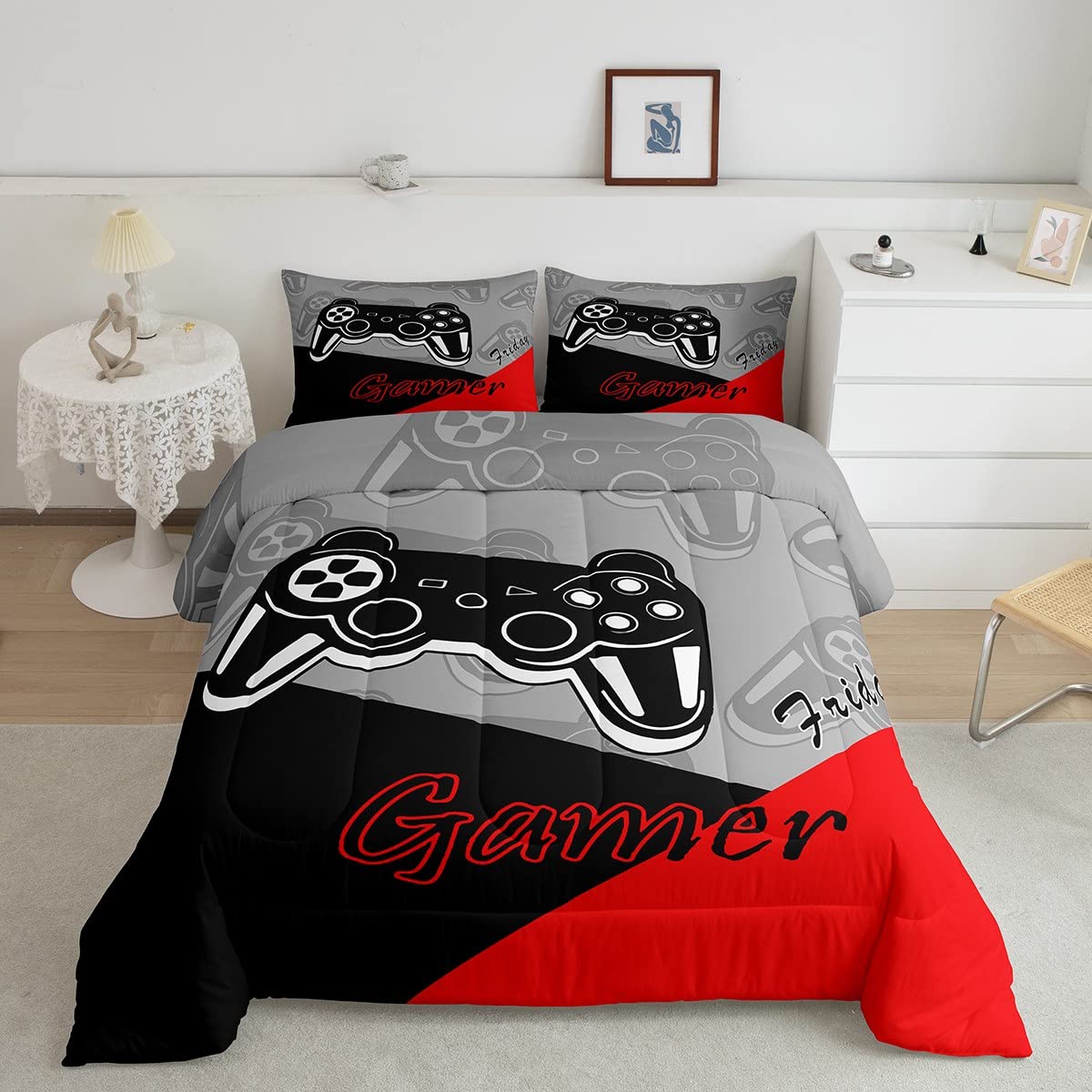 Feelyou Kids Gaming Twin Size Comforter Video Game Bedding Sets for Child Boys Teen Gamer Down ...