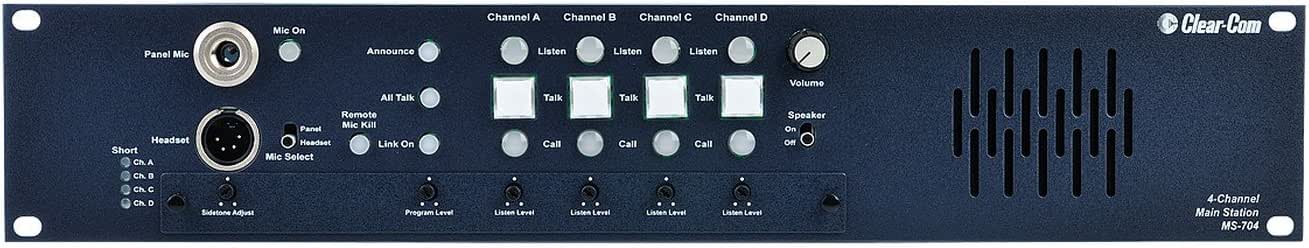Amazon.com: Clear-Com MS-704 | 4 Channel Headset Speaker Main Station ...