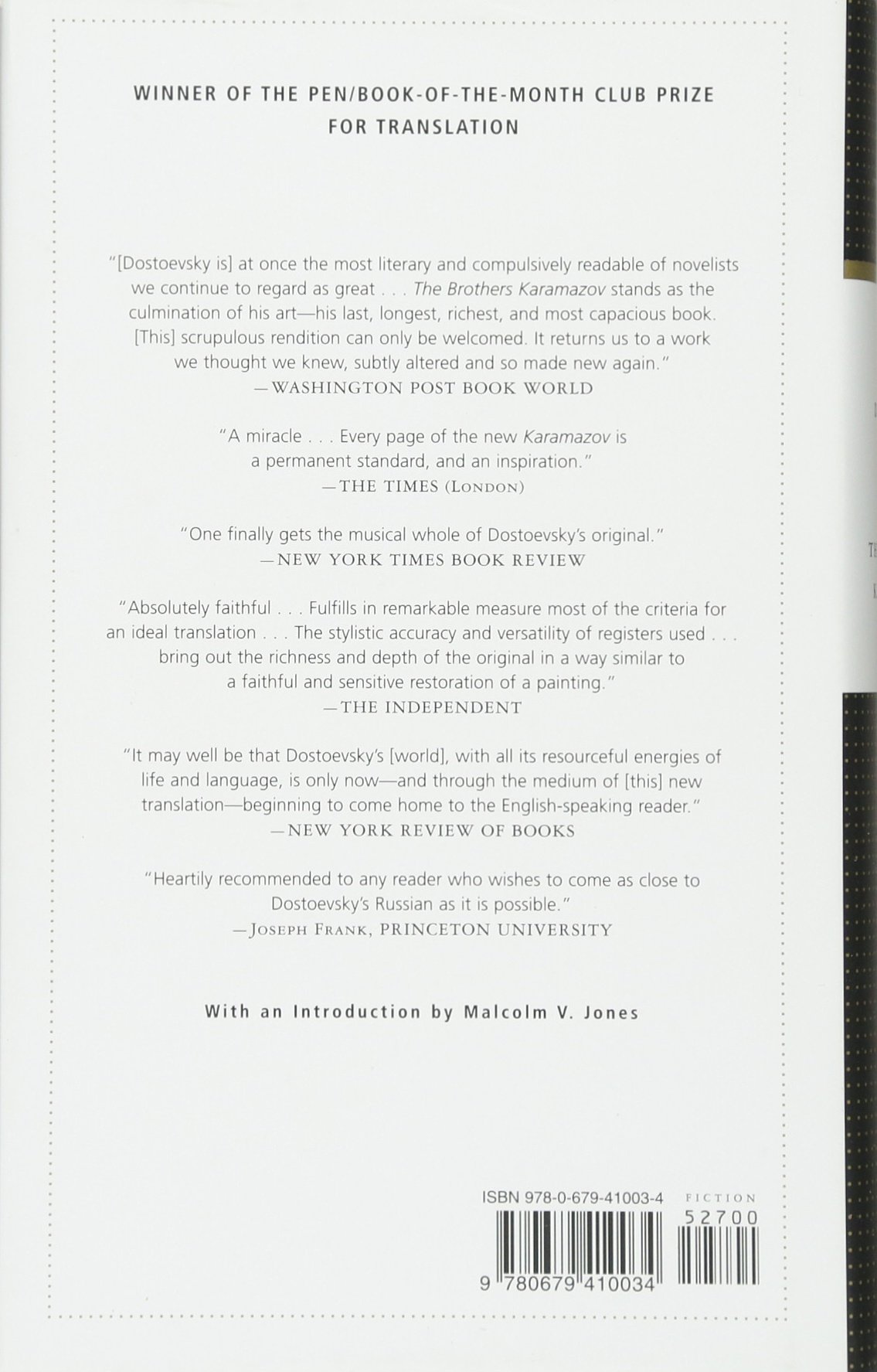 The Brothers Karamazov: Introduction by Malcolm Jones (Everyman's Library)