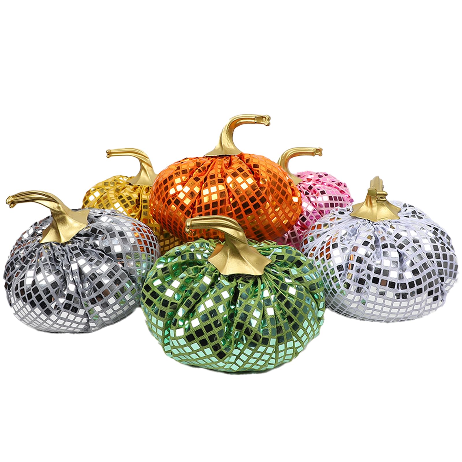 fulong Glitter Knit Pumpkins, 6 Pack Fall Decor, Rustic Farmhouse ...