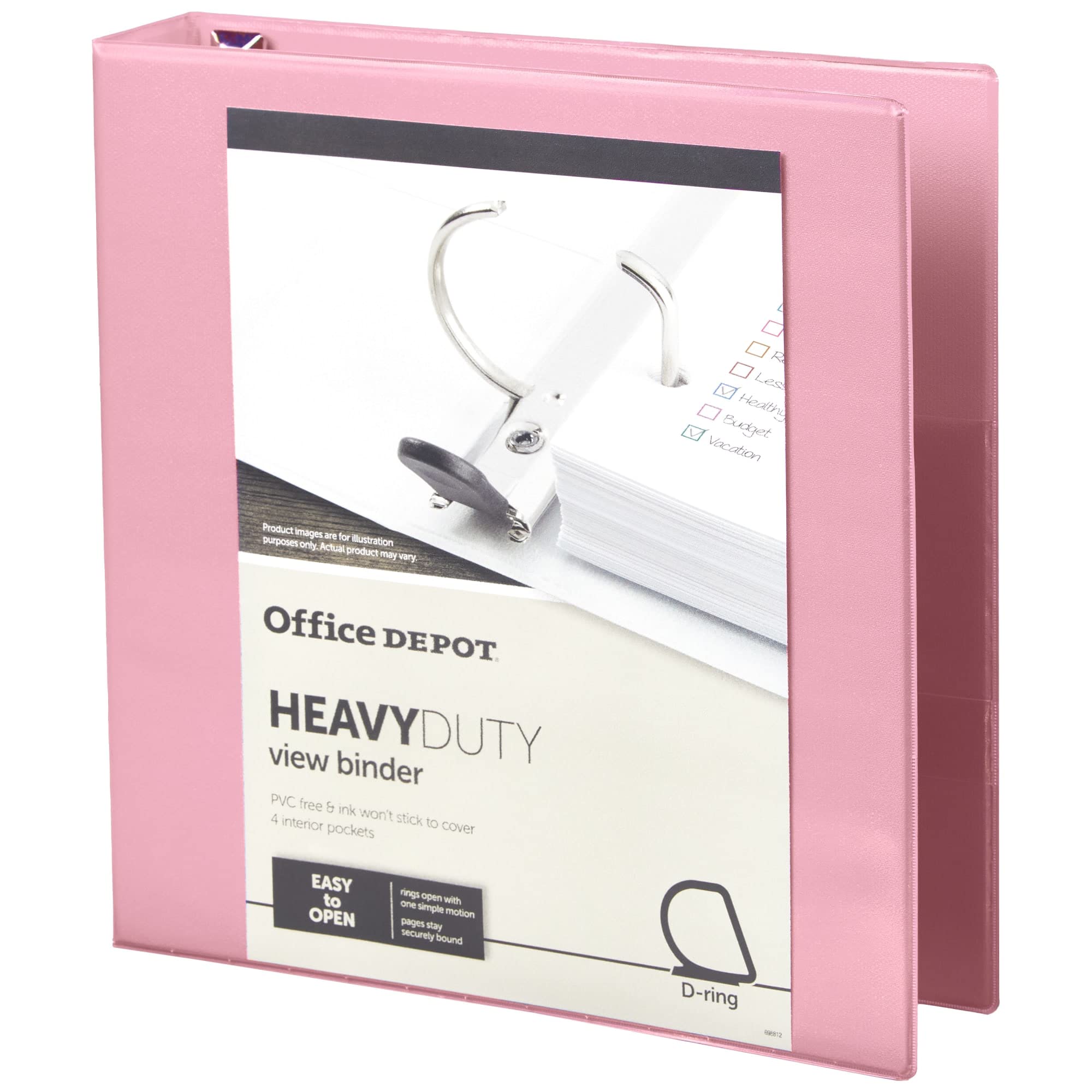 Mua Office Depot Heavy-Duty View 3-Ring Binder, 1 1/2" D-Rings, Pink ...