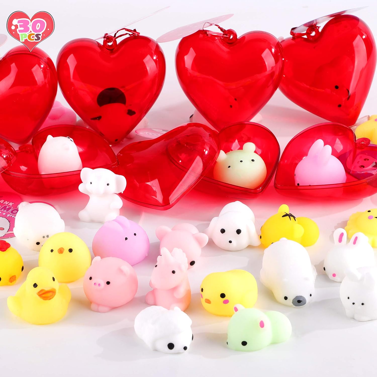 Amazon.com: FiGoal 30 PCS Valentine’s Day Kids Gift Mochi Squishy Set ...
