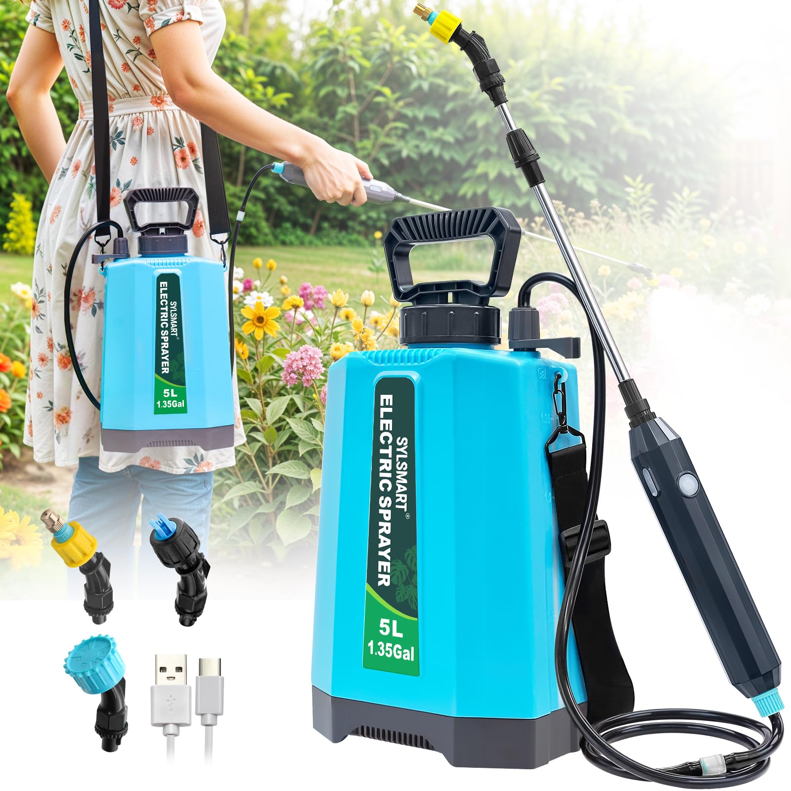 Battery Powered Sprayer 1.35 Gallon, Newest Electric Graden Sprayer ...