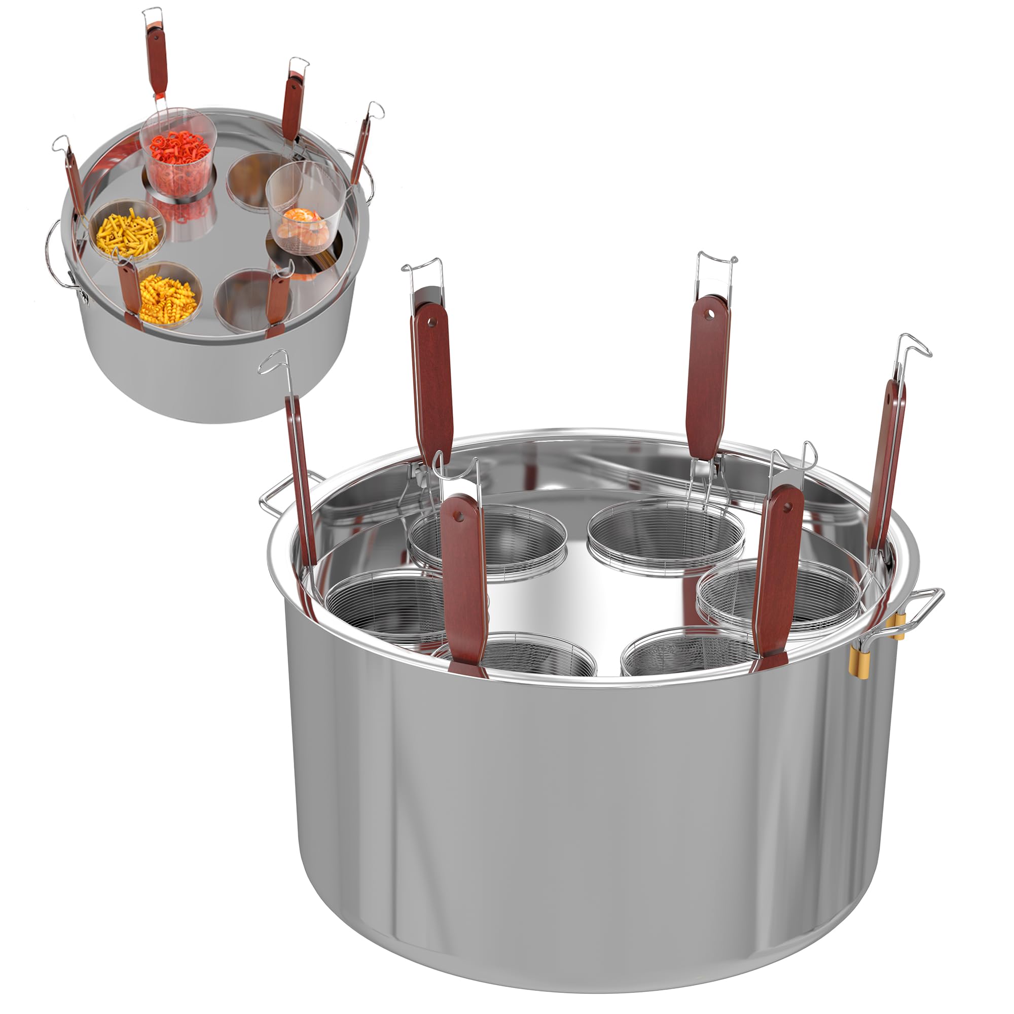 Large Pasta Cooker with Strainer,53.22 Qt. Commercial Pasta Pot ...