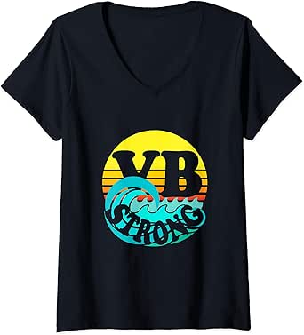 Amazon.com: Womens Retro VB Virginia Beach Strong T shirts Vb V-Neck T ...