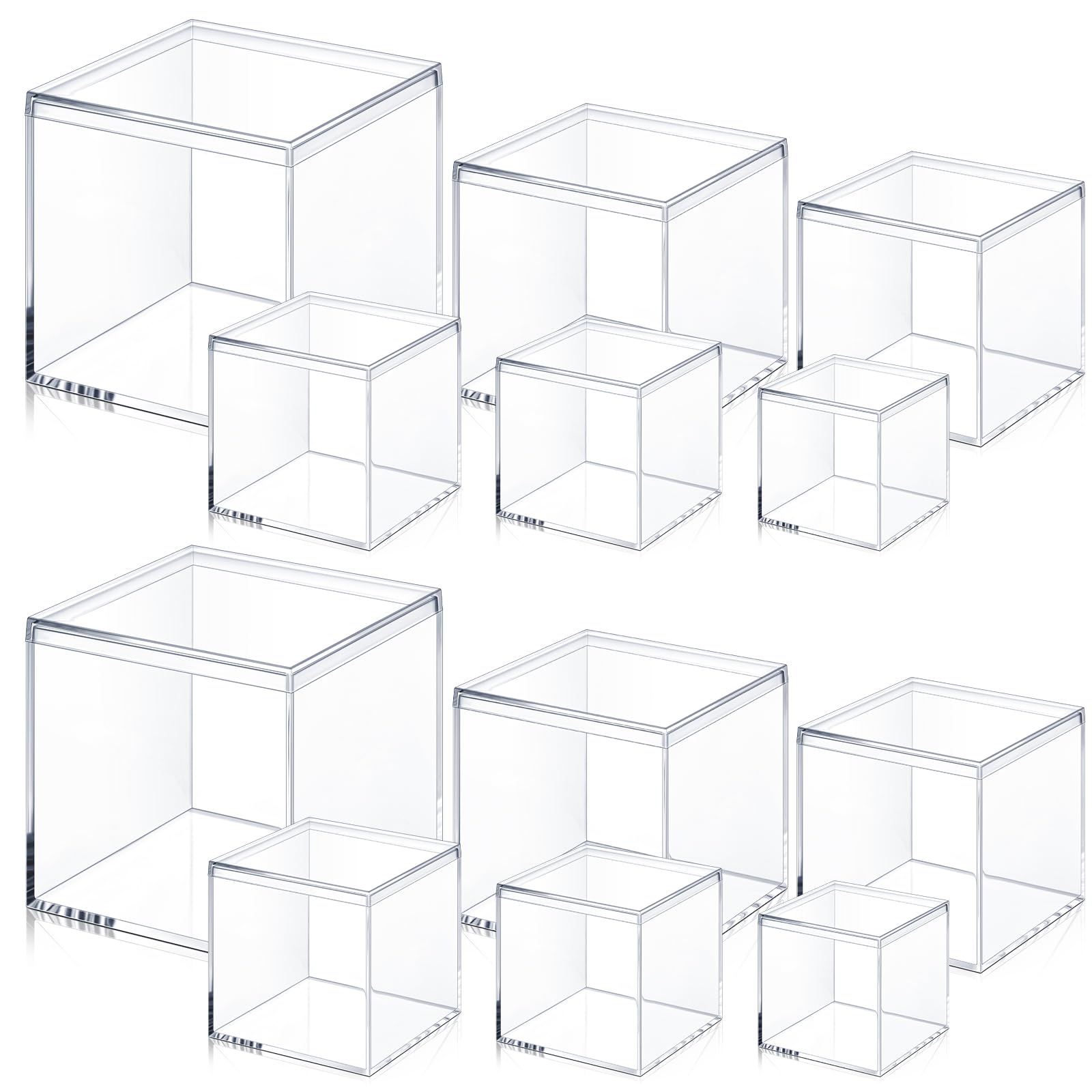 Teenyyou 12 Pcs 4.7/4/3.3/3/2.5/1.8 Inch Clear Acrylic Box with Lid ...
