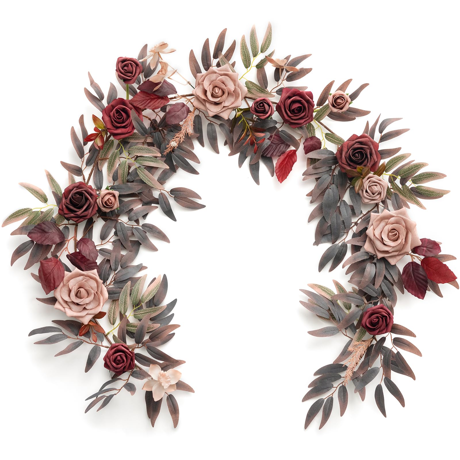 Ling's Moment 5FT Burgundy Artificial Flower Garland Maroon Rose Floral ...