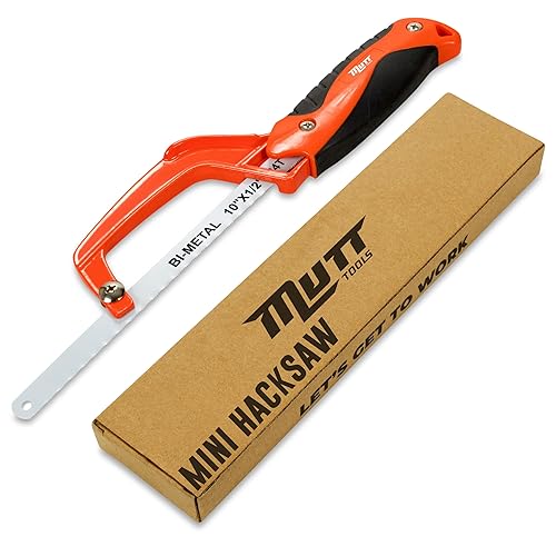 Mutt Tools Mini Hacksaw for Metal with 10-inch Bi-Metal Blade for ...