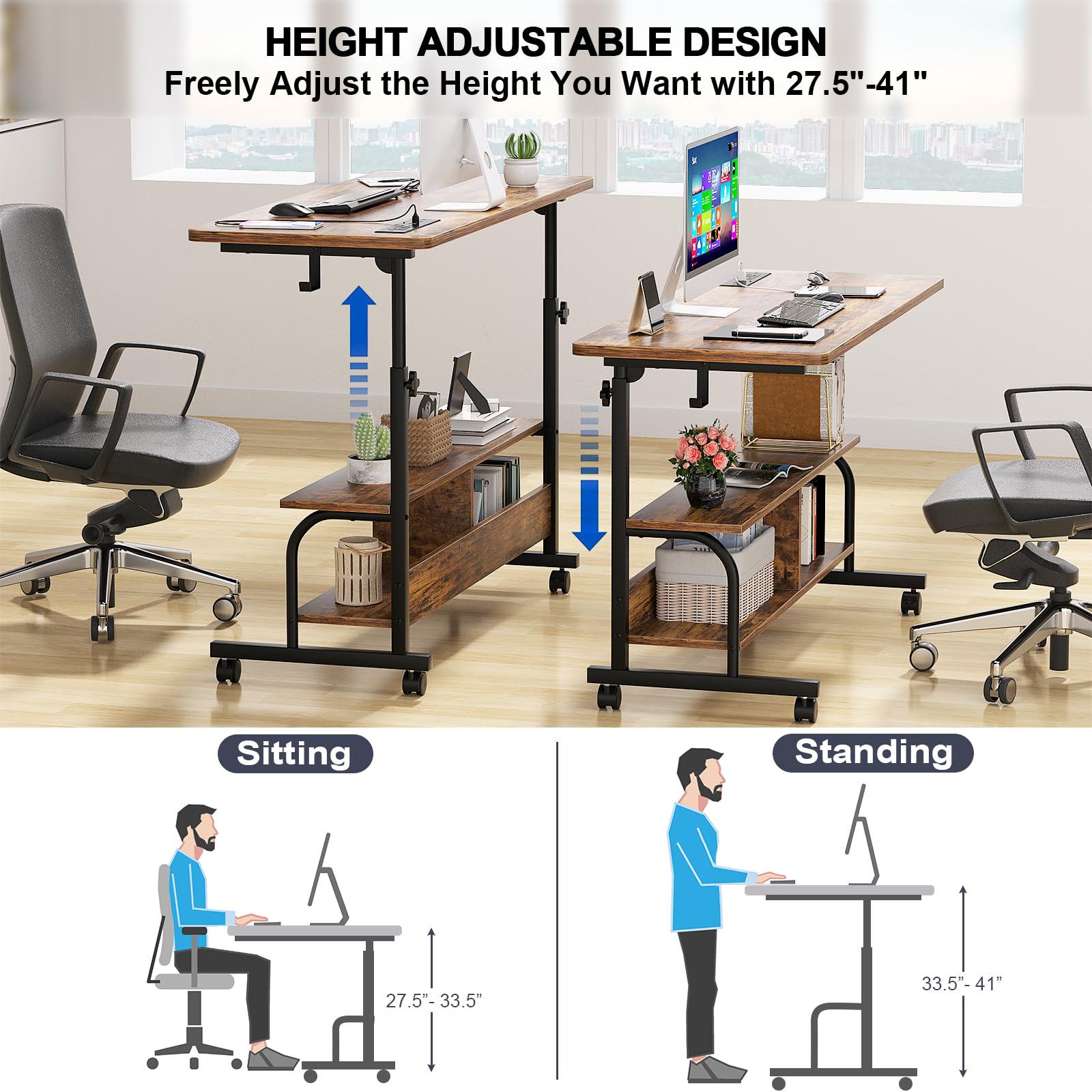 Mua armocity Height Adjustable Standing Desk with Power Outlets, 47 ...