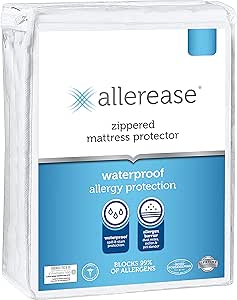 Amazon.com: AllerEase Waterproof Allergy Protection Zippered Mattress Protector, Twin : Home ...