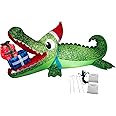 Amazon.com: Christmas Inflatable Gator with Gift Sceen 9 Foot Wide LED ...