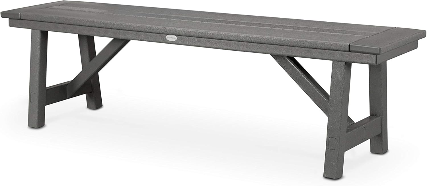 Amazon.com : POLYWOOD Rustic Farmhouse 60" Backless Bench in Slate Grey ...