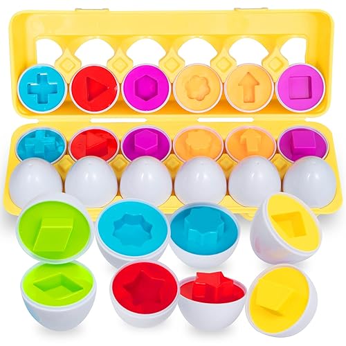 ThinkMax Matching Eggs Toys for Toddlers 1 2 3 Year Olds, 12 Pack ...