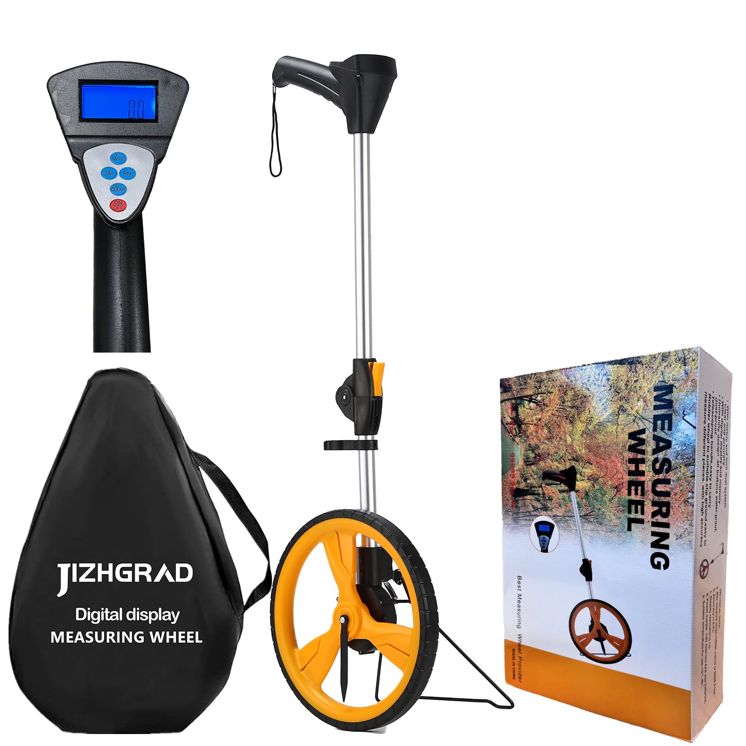 JIZHGRAD Measuring Wheel Digital Display ±0.3% High Accuracy, 12.5 ...