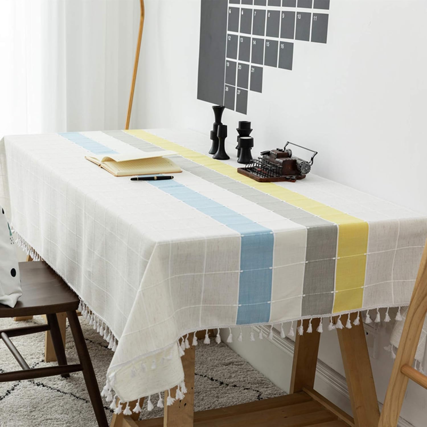 Tassel Tablecloth Washable Table Cloth Cotton Linen Waterproof Fabric ...