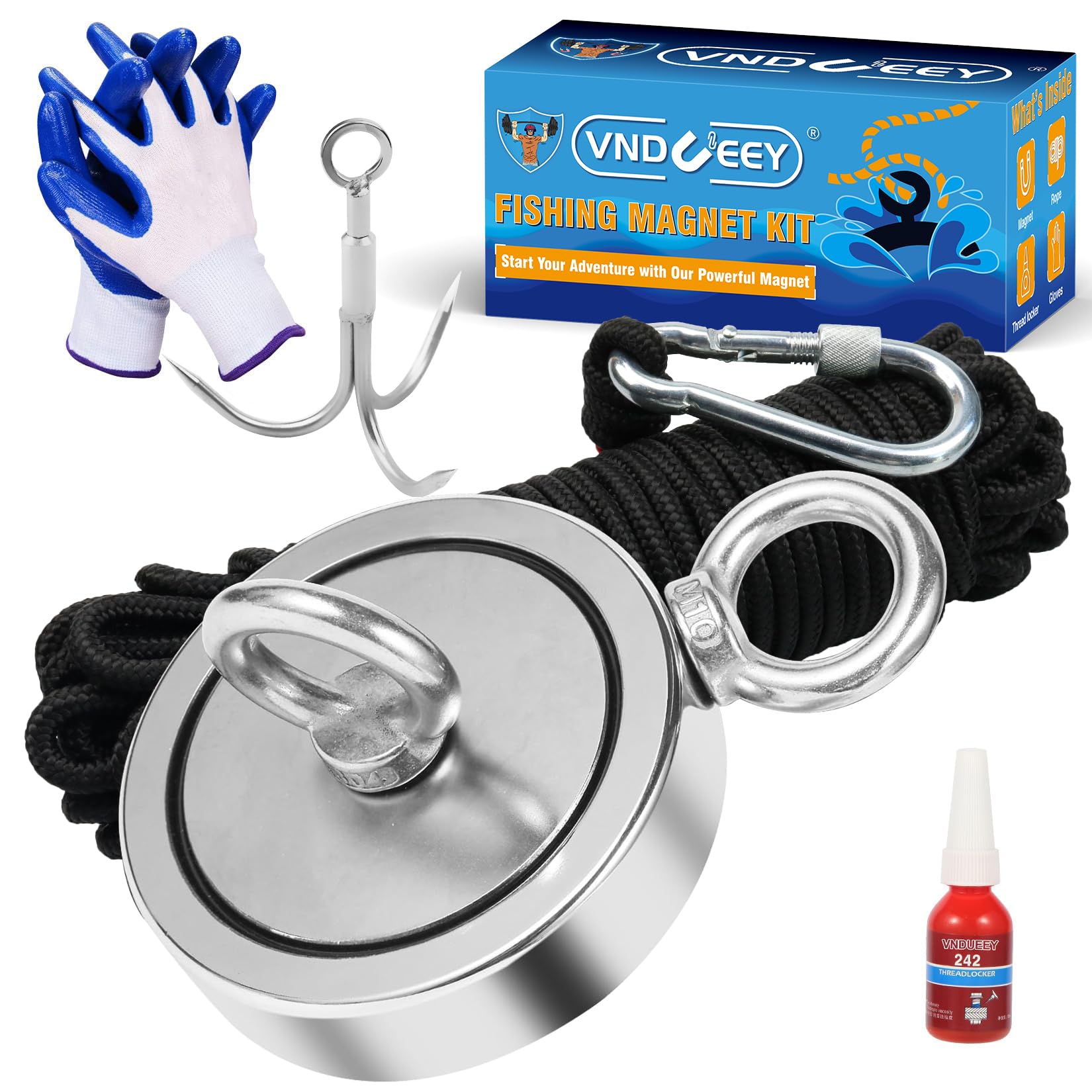 VNDUEEY 1725 LBS Magnet Fishing Kit, Strong Fishing Magnet Kit ...