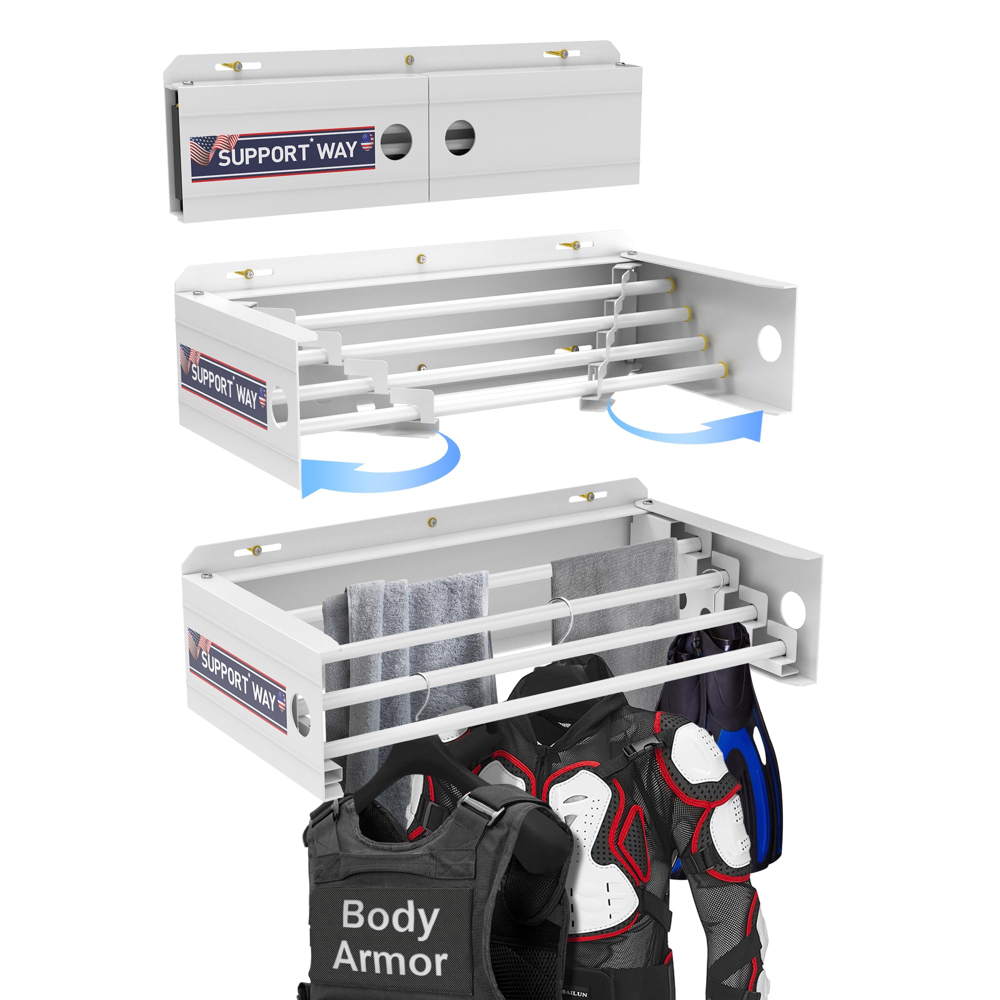 Foldable Wall Mounted Drying Rack, 17'' Wide, Aviation Aluminum Laundry ...