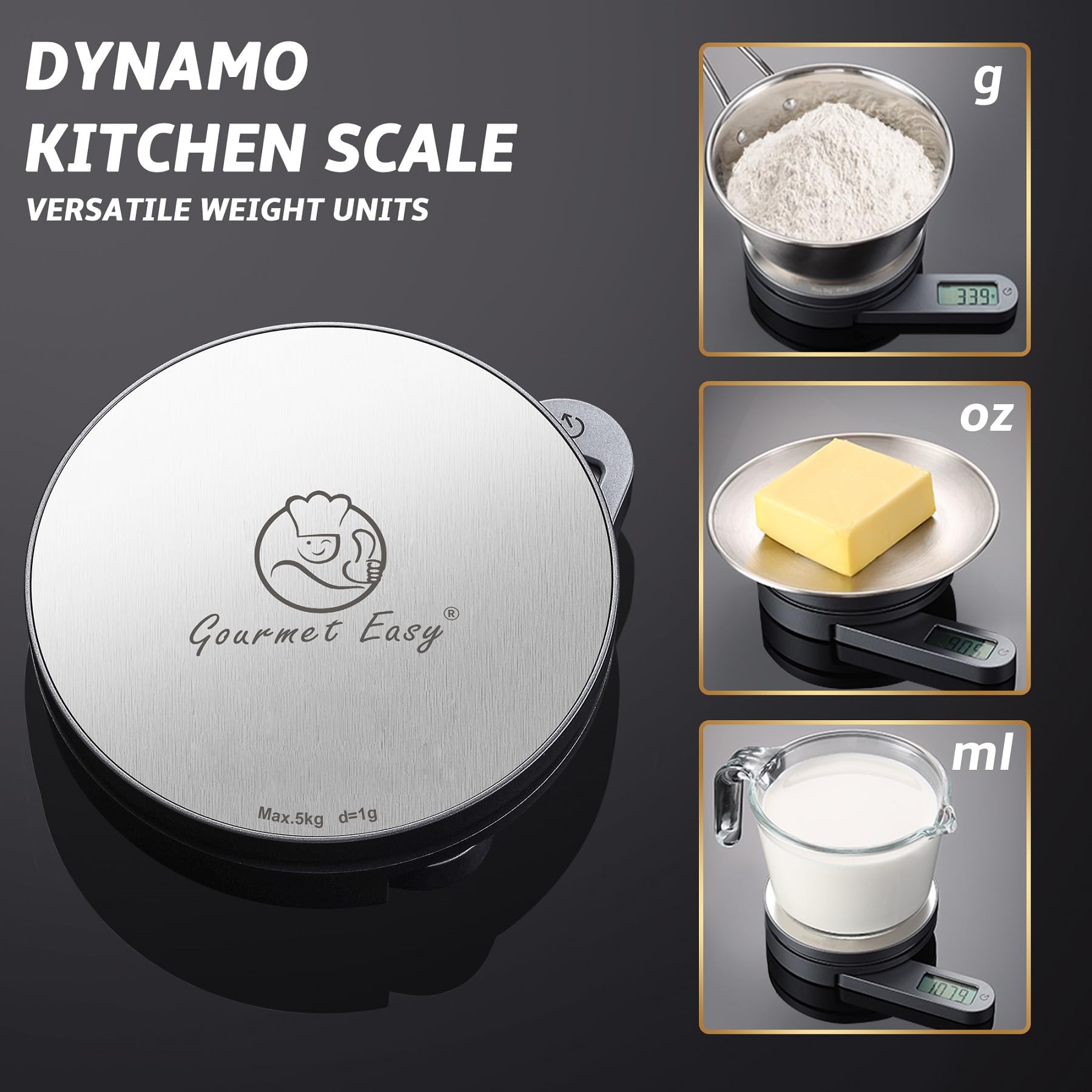 Mua Gourmet Easy Dynamo Food Scale for Kitchen, Battery-Free Technology Kitchen Scale, Food ...