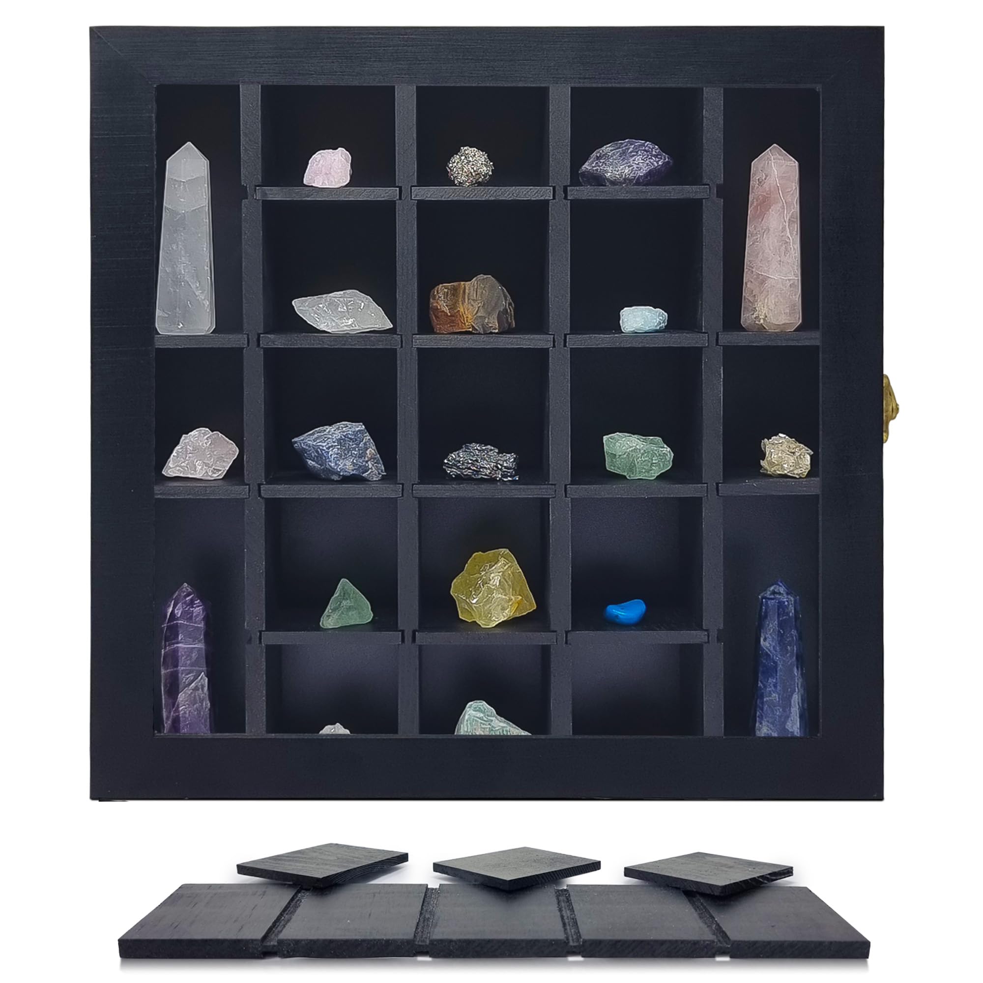 Rock Display Case. Shadow Box with Shelves for Rock Collection Display ...