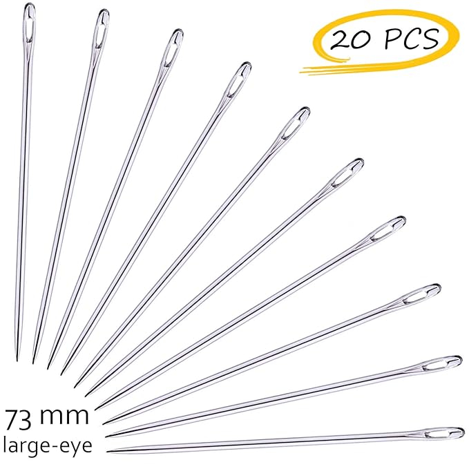 Amazon.com: Set of 20 Long Needles (73 mm / 2.9 inch) with Large Eye ...