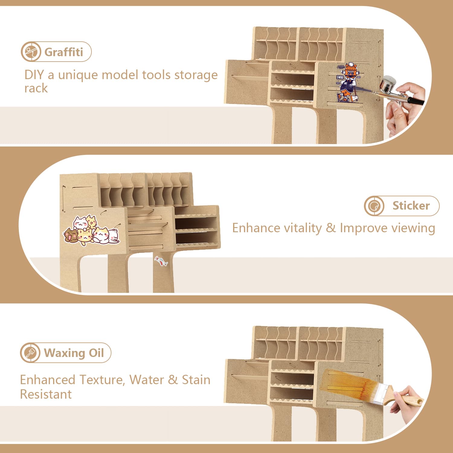 Mua Wooden Model Kit Organizer Rack with MDF Material, Paint Rack ...