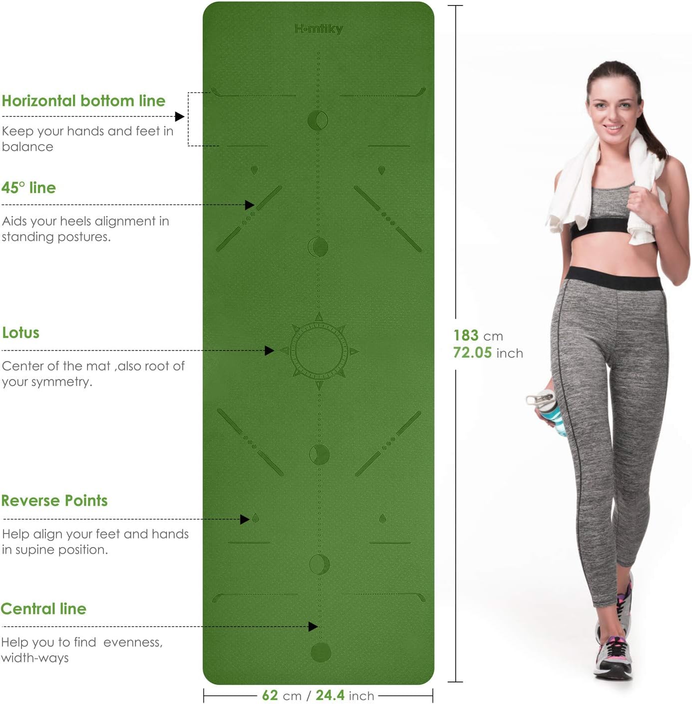 Homtiky Yoga Mat Gym Mat Non-Slip Sports Mat / Exercise Mat Made of ...