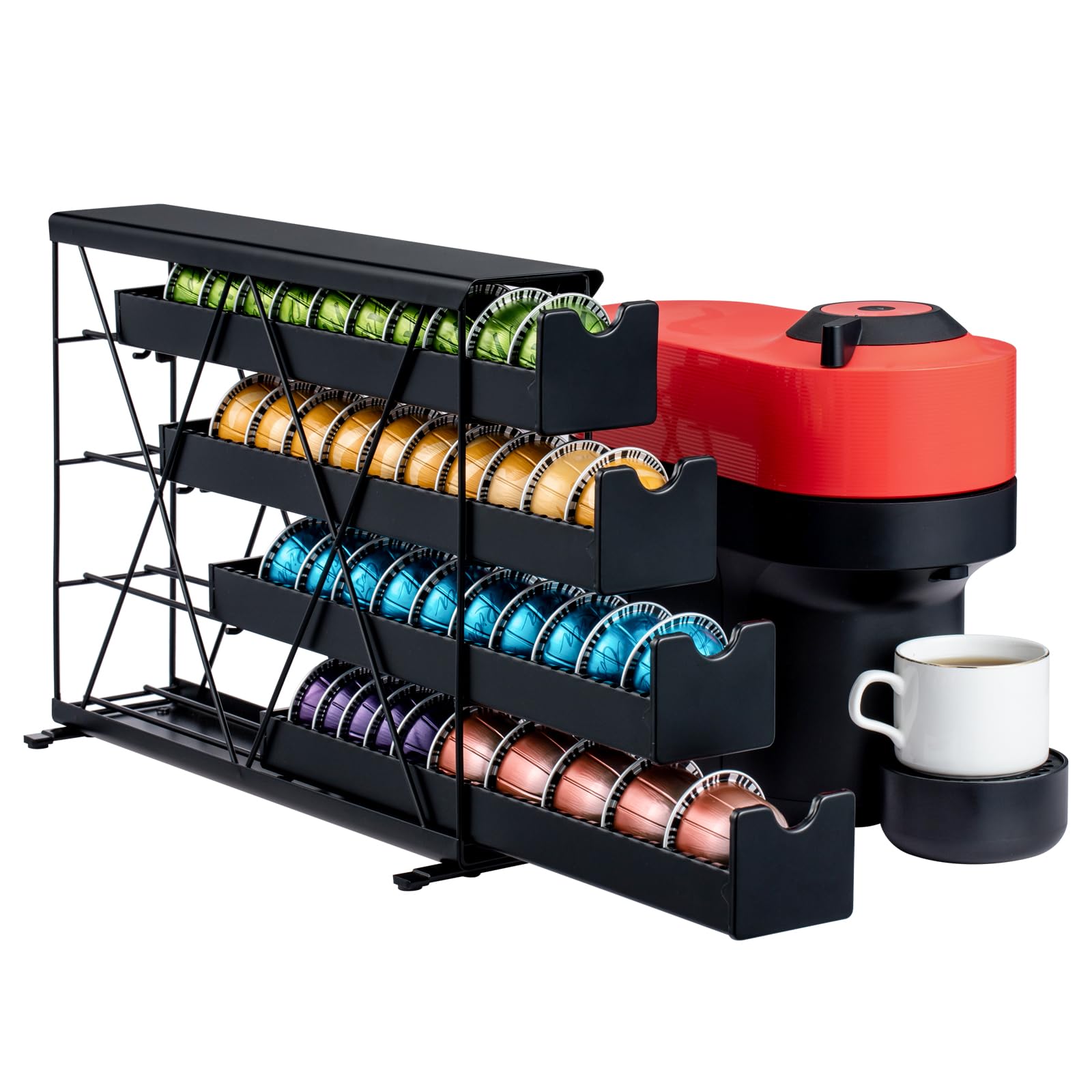 ZCDCP Black Metal 4 Tier Coffee Pod Holder, Nespresso Coffee Pod Holder ...