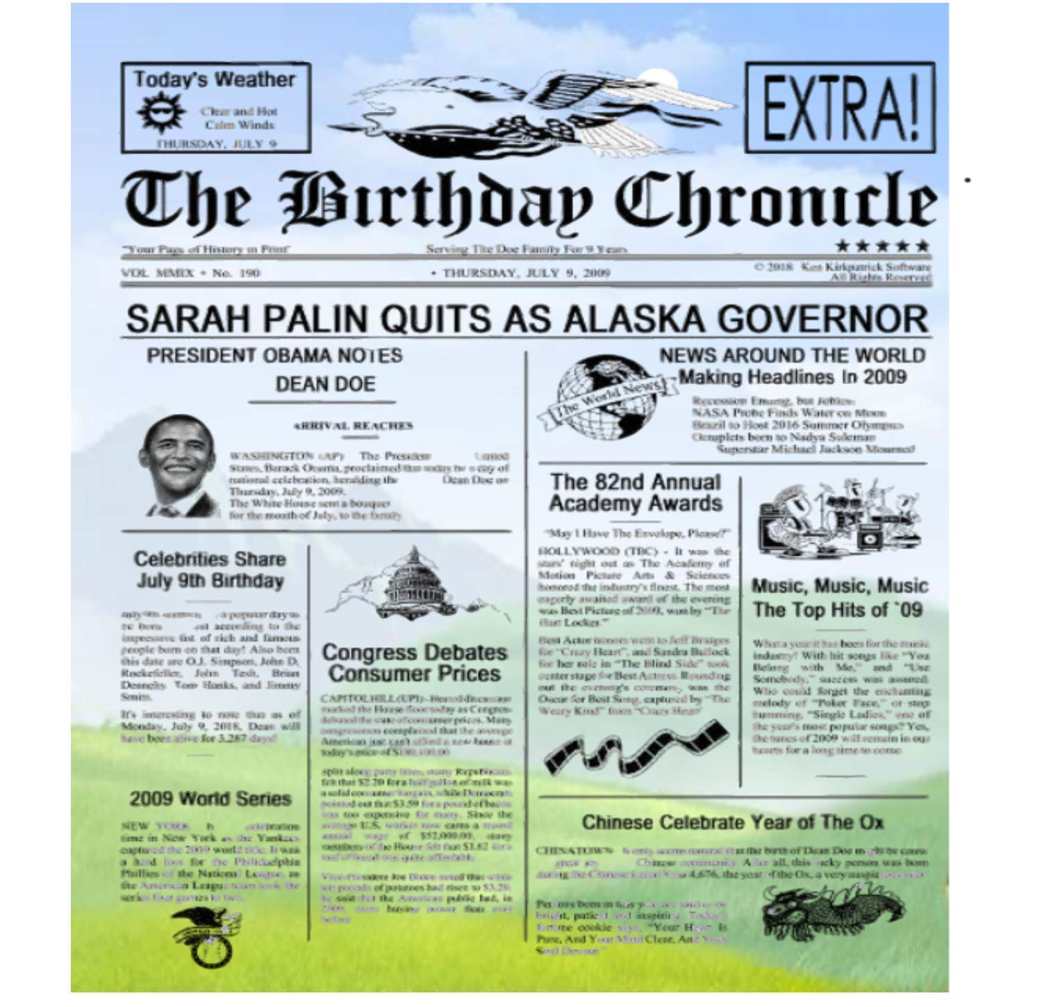 Amazon Customized Personal Historical Birthday Newspaper Chronical 