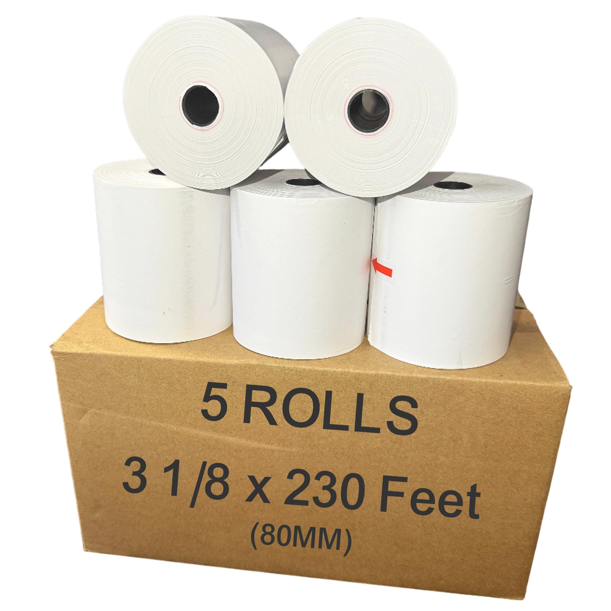 (5 Rolls) 3 1/8 x 230ft Thermal Paper Receipt Rolls 55 GSM - Compatible ...