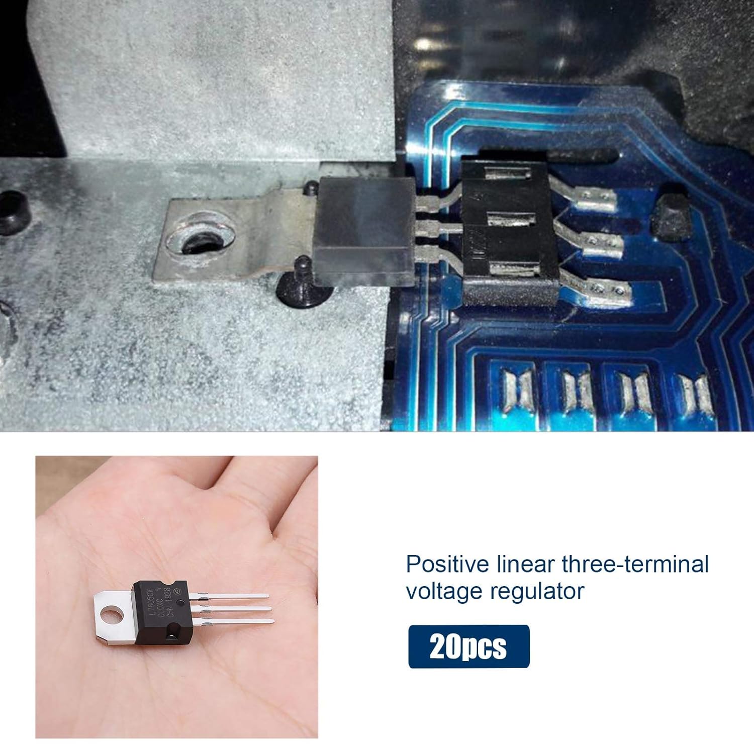 20Pcs L7805CV 5V 1.5A 3-Terminal Positive Voltage Regulators TO-220 Package L7805C LM7805 7805 ...