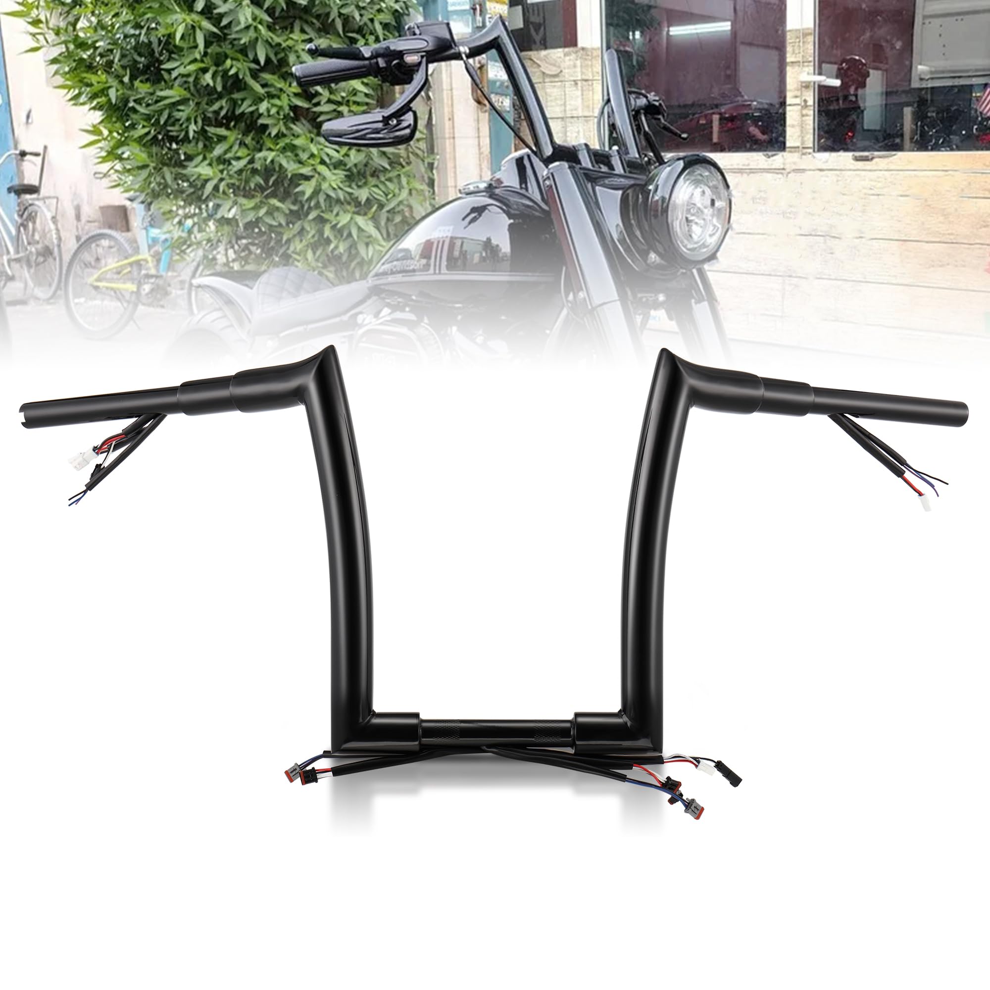 TIGERSGATE 12" Pre-wired Ape Hangers 1 1/2" Fat Softail Mercenary ...