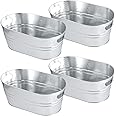 Amazon.com: 4 PCS Galvanized Ice Buckets, 4-Gallon Metal Ice Bucket with Handles, Beverage Tub ...