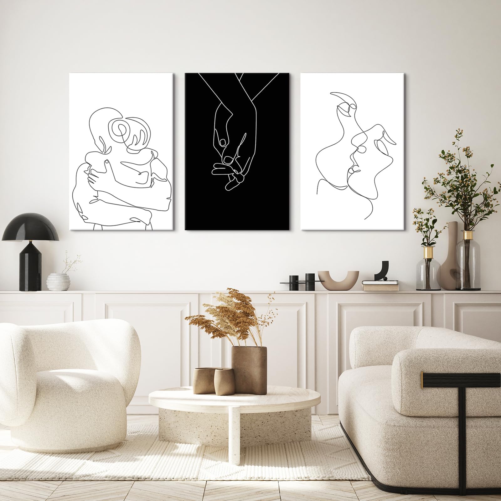 Couples Wall Decor Minimalist Line Wall Art Abstract Love Painting ...