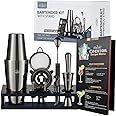 Amazon.com: TEAVAS Mixology Black Bartender Kit with Japanese Jigger & Stand - 13 Piece ...