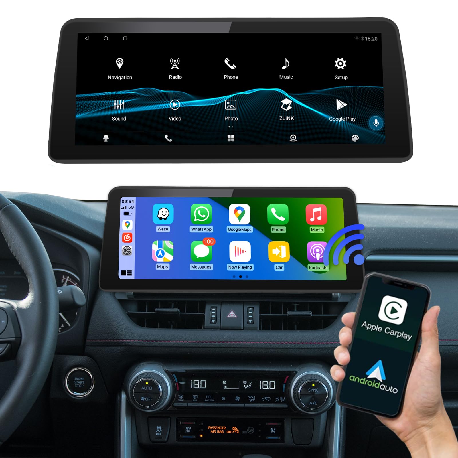 Road Top 12.3" Android 12 Car Stereo Touchscreen for Toyota RAV4 2020 ...