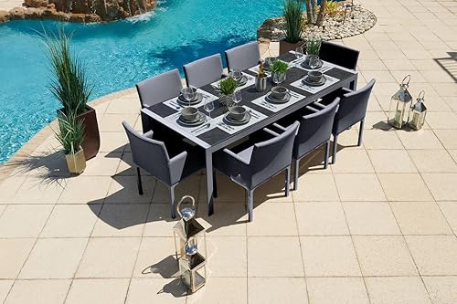 Milan 9-Piece Aluminum Outdoor Patio Furniture Dining Table Set in ...