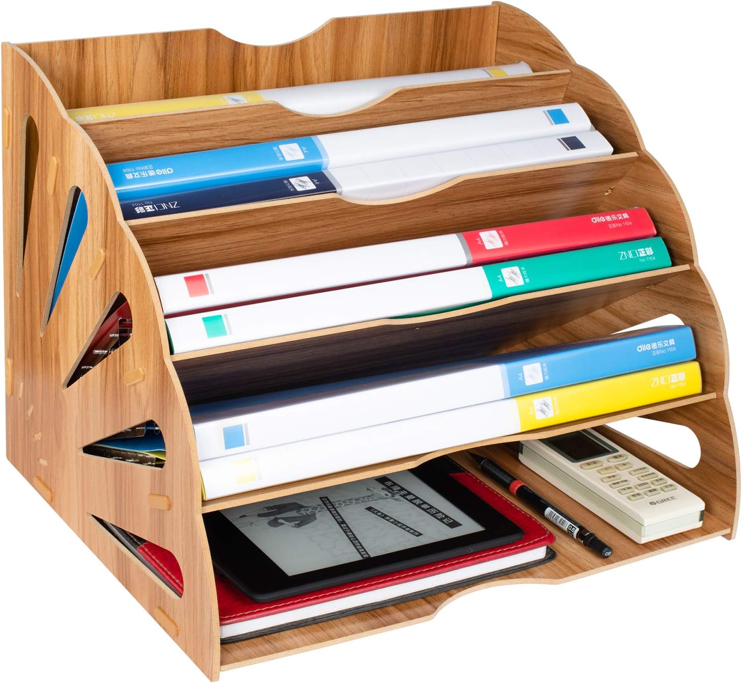 Tonsmile Wooden Filing Trays, Large Wood Office Desk Stationery ...