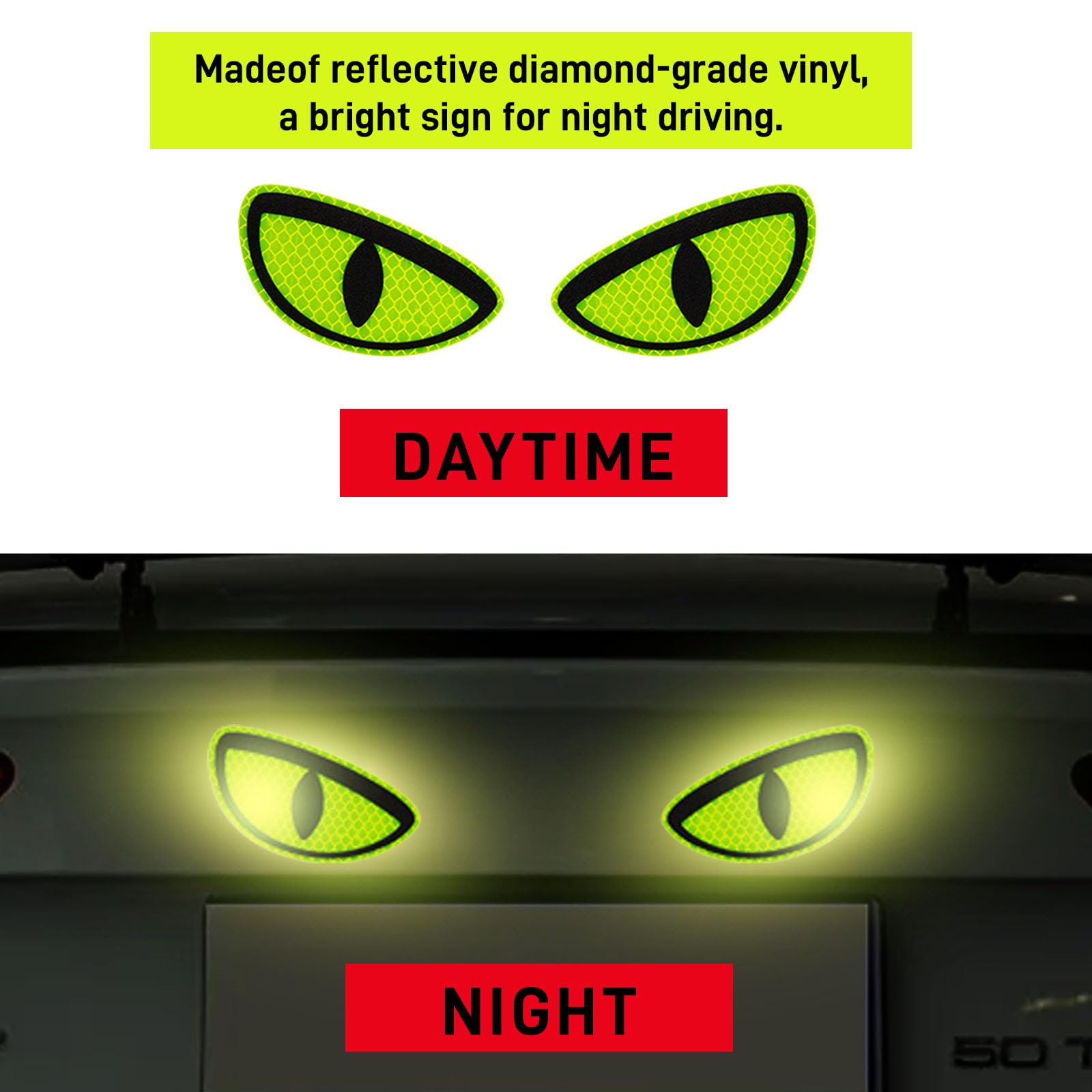 Mua Thcbme 1 Pack Car Stickers Eye Yellow Night Safety Driving ...