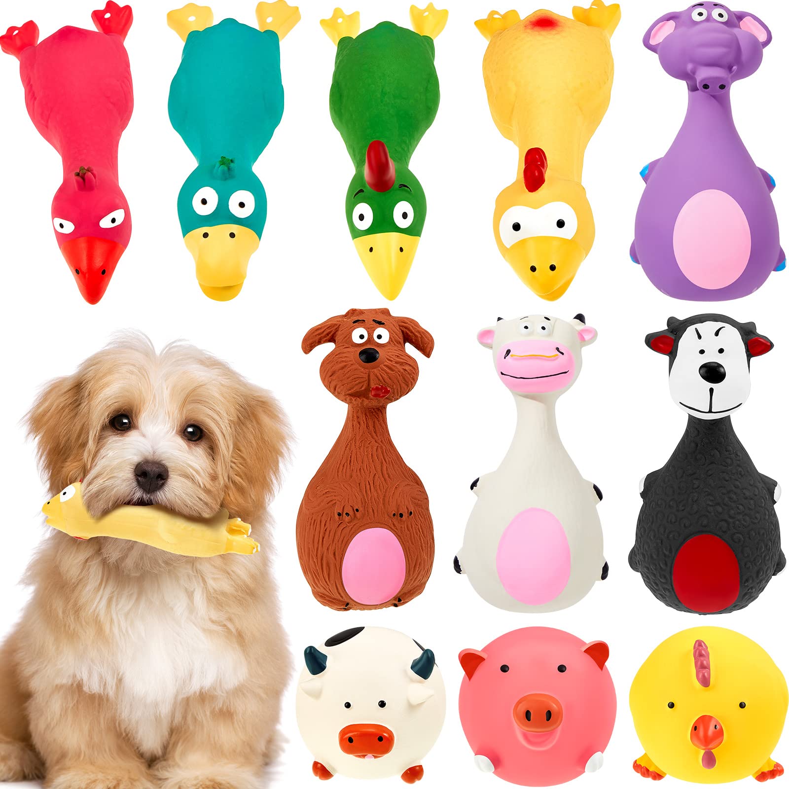 Jenaai 11 Pcs Dog Squeaky Toys Squeaky Latex Dog Toys Soft Chew Rubber ...