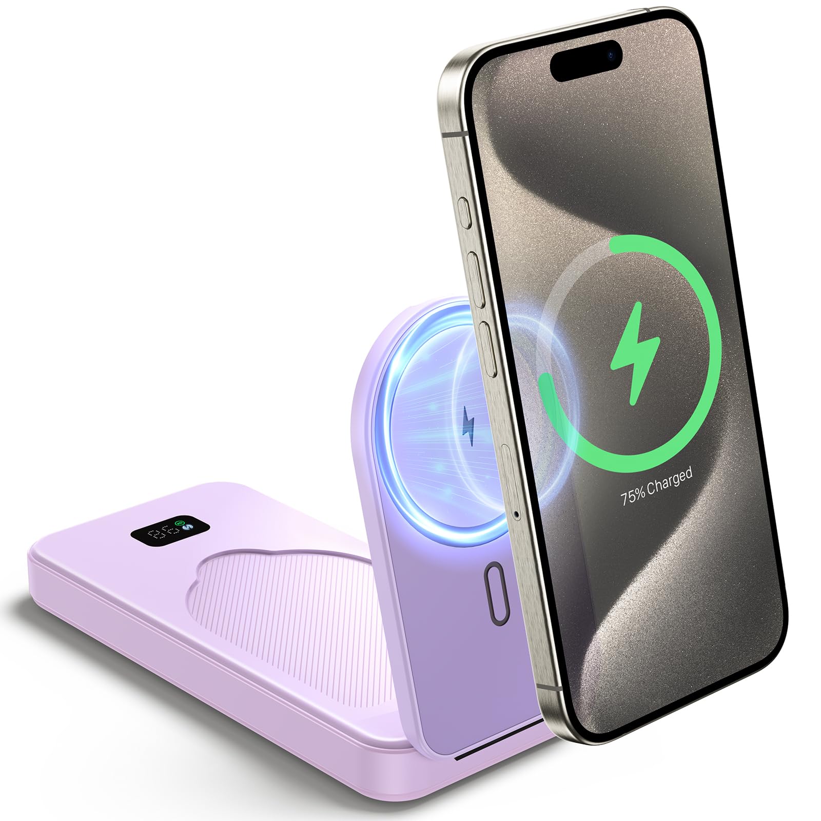 Magnetic Power Bank Stand, 10000mAh Wireless Magsafe Portable Charger ...