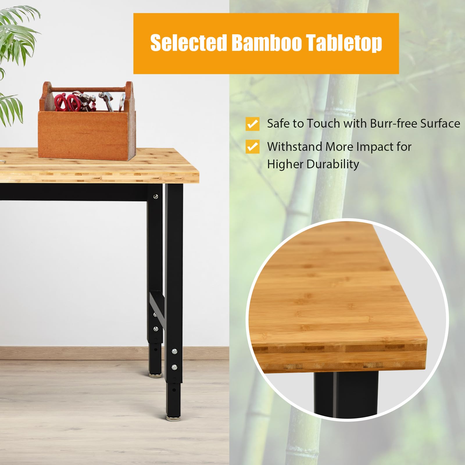 Mua Goplus Adjustable Workbench, 48" 2000Lbs Bamboo Top Work Bench for ...