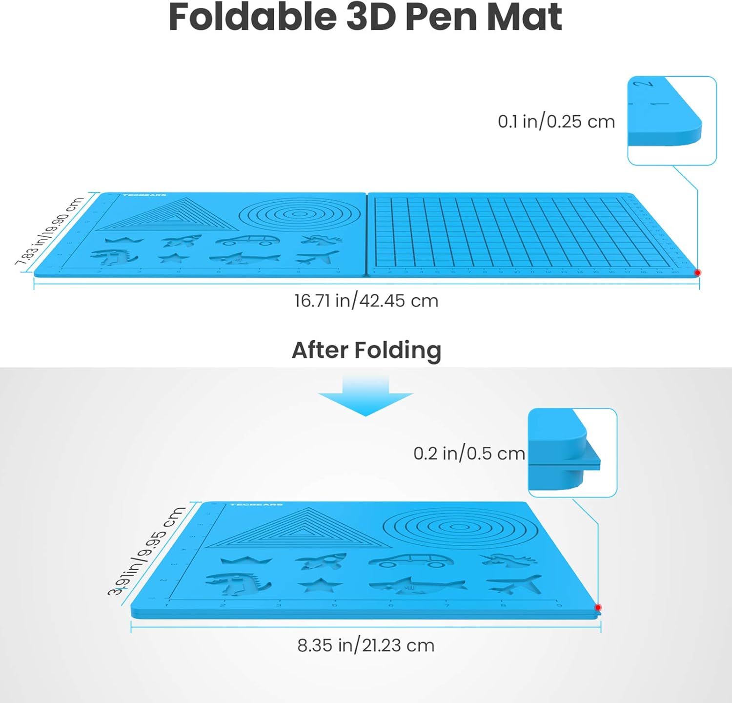 Tecbears 3D Printing Pen Mat, Rich Cartoon Patterns and Geometry ...