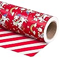 Amazon.com: WRAPAHOLIC Reversible Christmas Wrapping Paper - Mini Roll ...