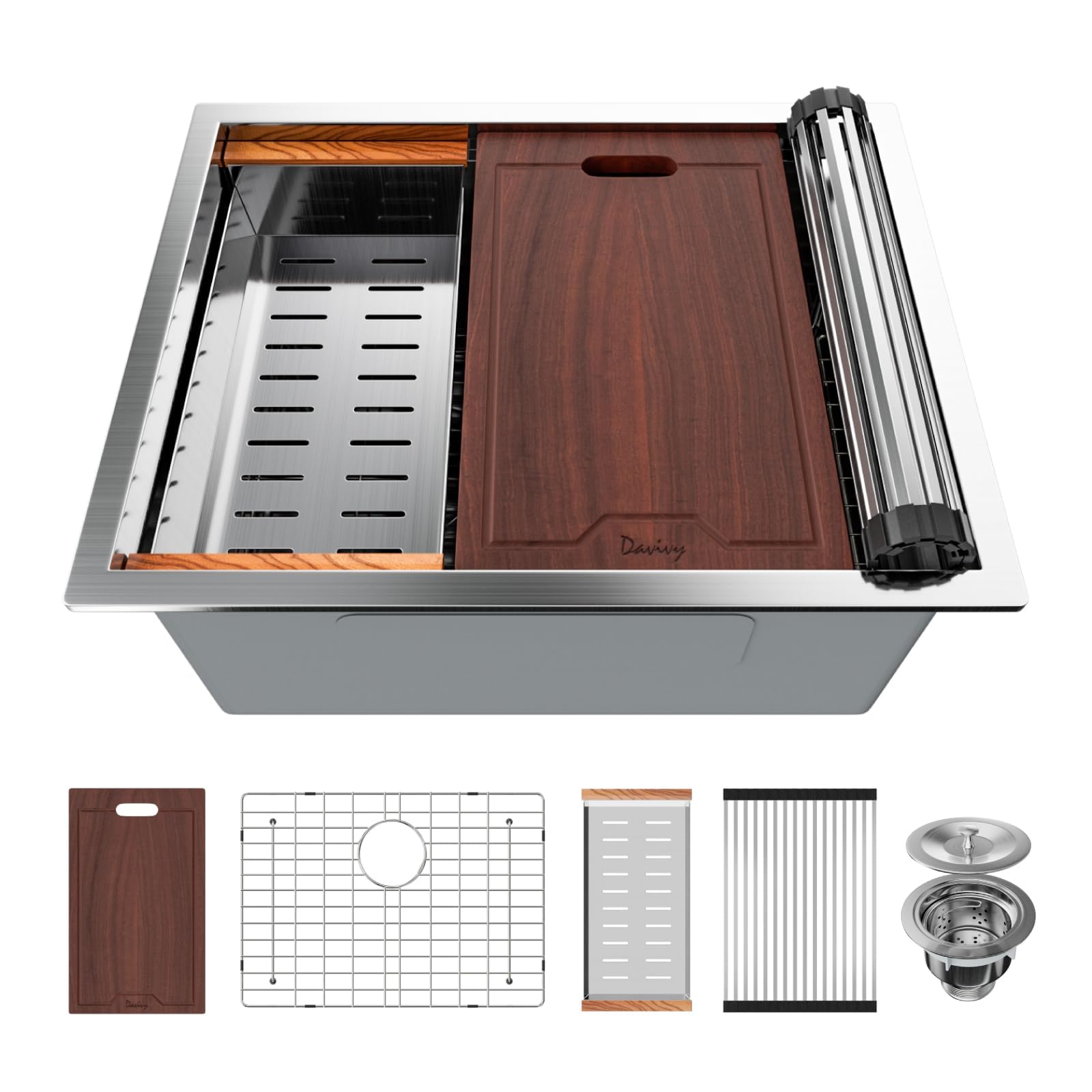 Davivy 22 Inch Kitchen Sink, 22x18 Inch Single Bowl Undermount Sink ...