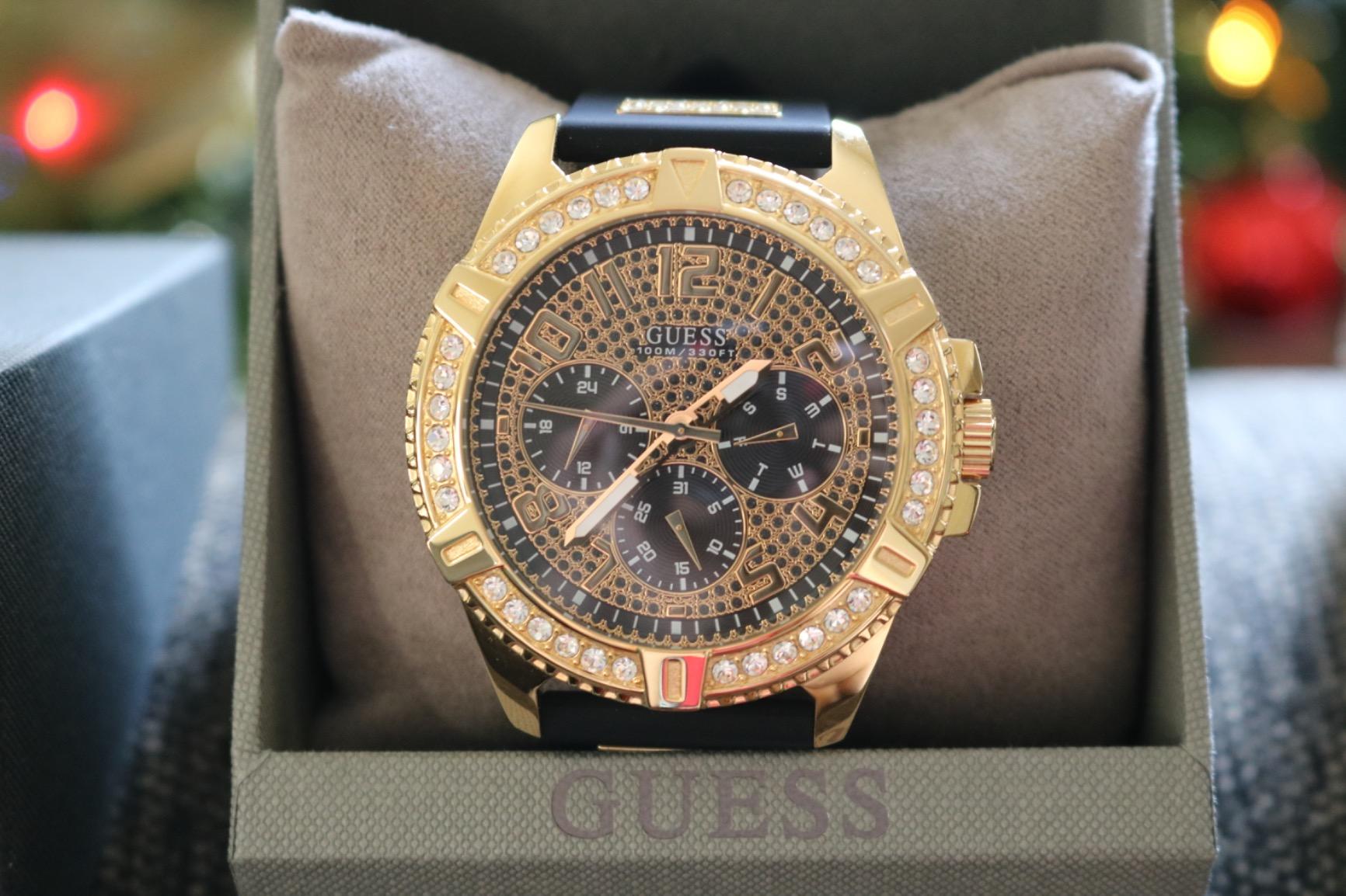 $38/mo - Finance Guess 48MM Crystal Embellished Watch | Buy Now, Pay Later