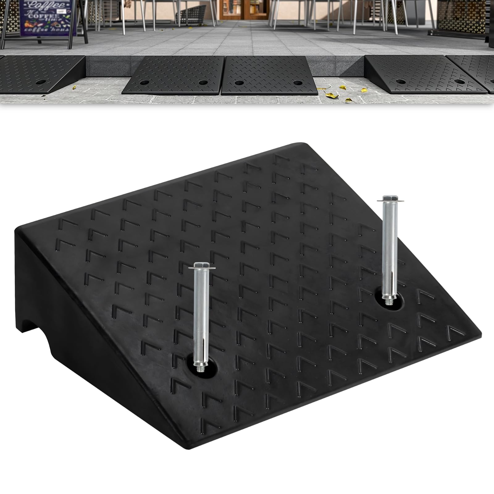 6 Inch Rise Rubber Curb Ramps for Driveway, 40000 lbs Heavy Duty Rubber ...